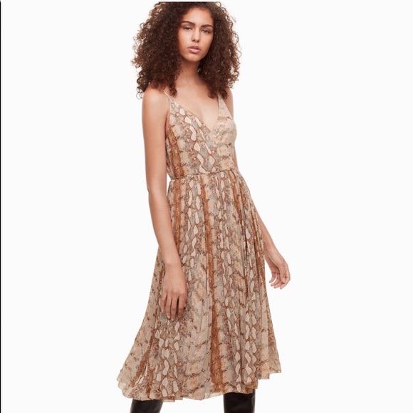 Wilfred | Dresses | Wilfred Midi Dress In Beige And Brown | Poshmark